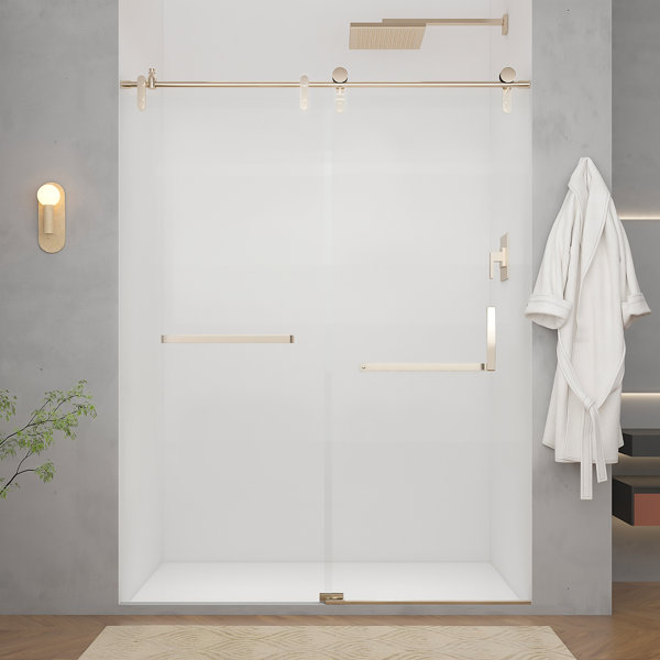 Longtrust 56-60'' W X 76'' H Single Sliding Frameless Shower Door with Clear Glass | Wayfair